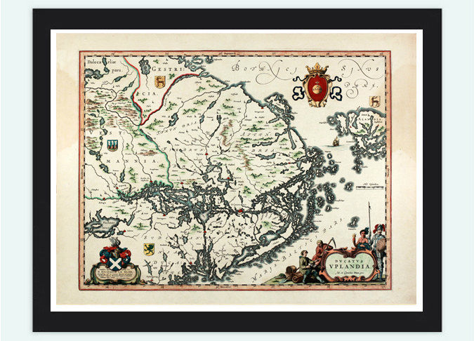 Old Map of Sweden Stockholm Scandinavia Antique Sweden 1641 Willem Janszoon Blaeu - VINTAGE MAPS ...