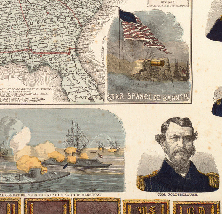 Vintage Civil War Poster USA Our Nation Heroes 1863 Vintage Poster ...