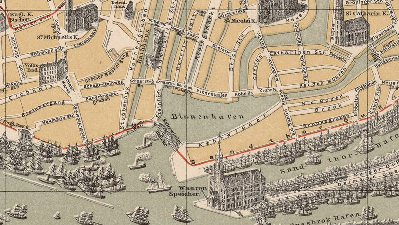 Old Map of Hamburg and Altona 1882 Vintage Map Wall Map Print - VINTAGE MAPS AND PRINTS