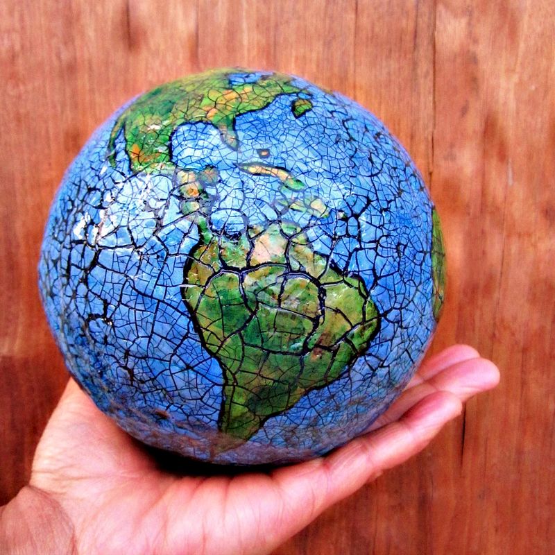 Abstract Papier Mache Globe Sculpture Paper Earth Created By Ren e