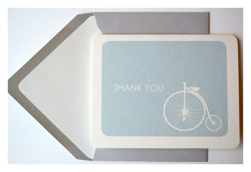 Vintage Bike Thank You Note Stationery Set - Sparetire Design
