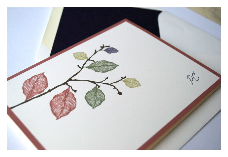 Fall Leaves Design Personalized Stationery Note Cards - Sparetire Design