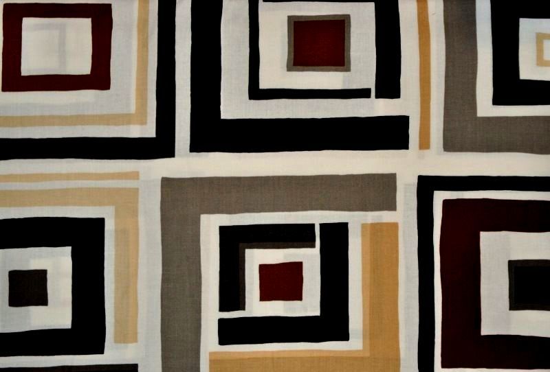 Modern Block Print Benartex Dwellings Box Trot Ivory/Gray 1 Panel ...