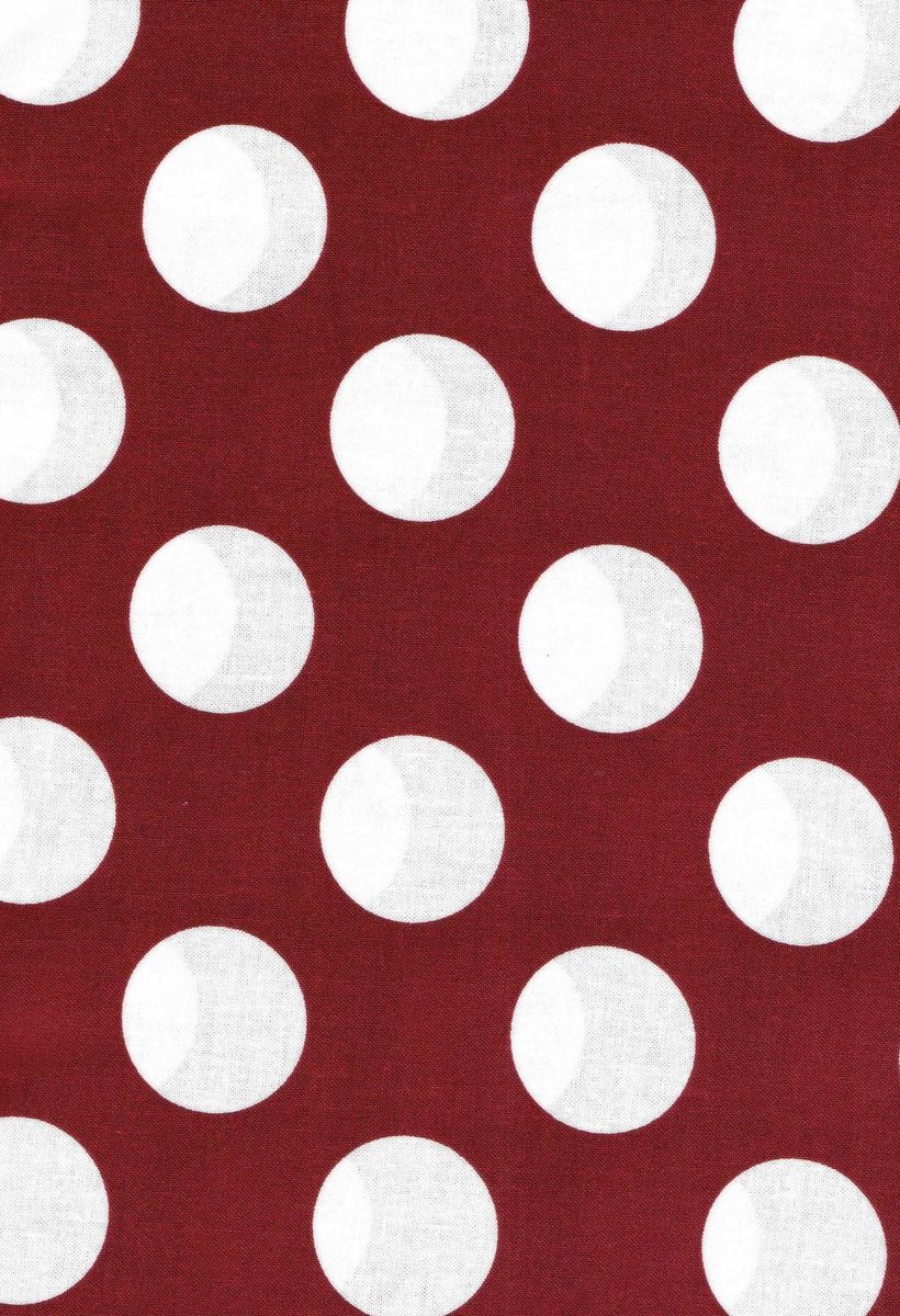 Cotton Quilt Fabric Maroon Red White Bigger Dot Polka Dots 1 1/2" dot ...