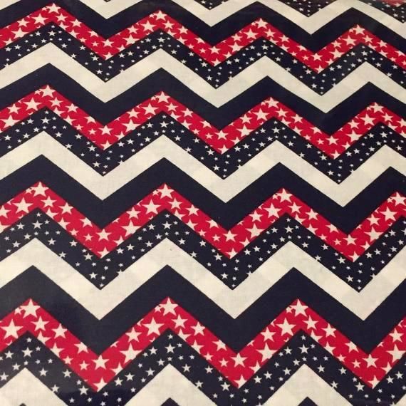 Good Buy Cotton Quilt Fabric Patriotic USA Made Chevron Red White Blue ...