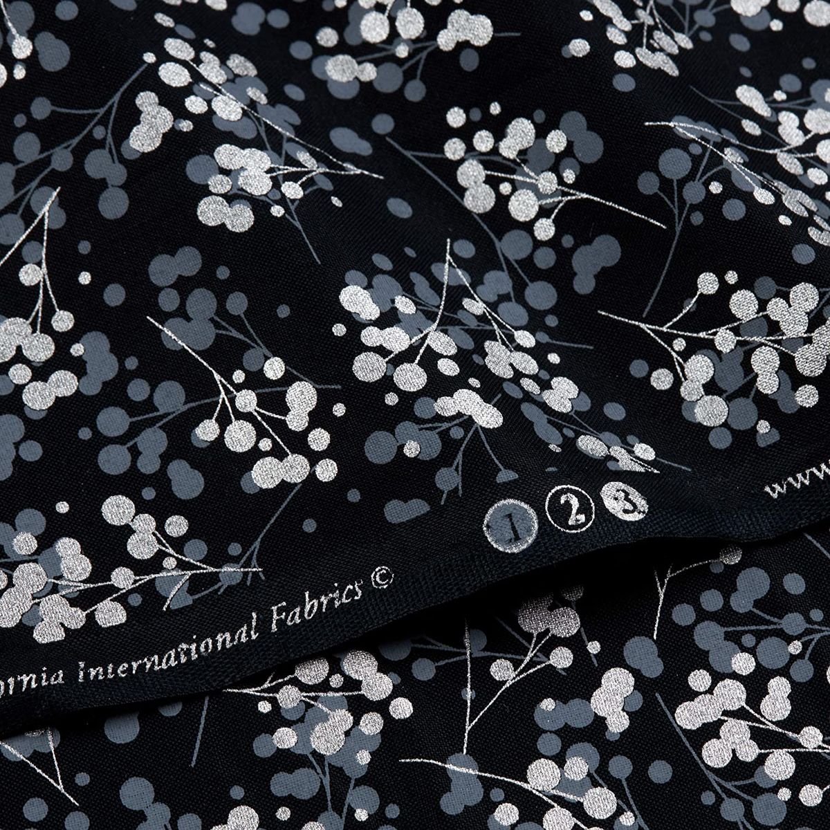 Cotton Quilt Fabric Sparkle And Fade Berry Clusters Black/ Silver ...