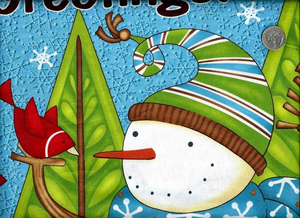Easy Fabric Panel Quilt Kit Swirly Snowman Christmas Kit - AUNTIE CHRIS ...