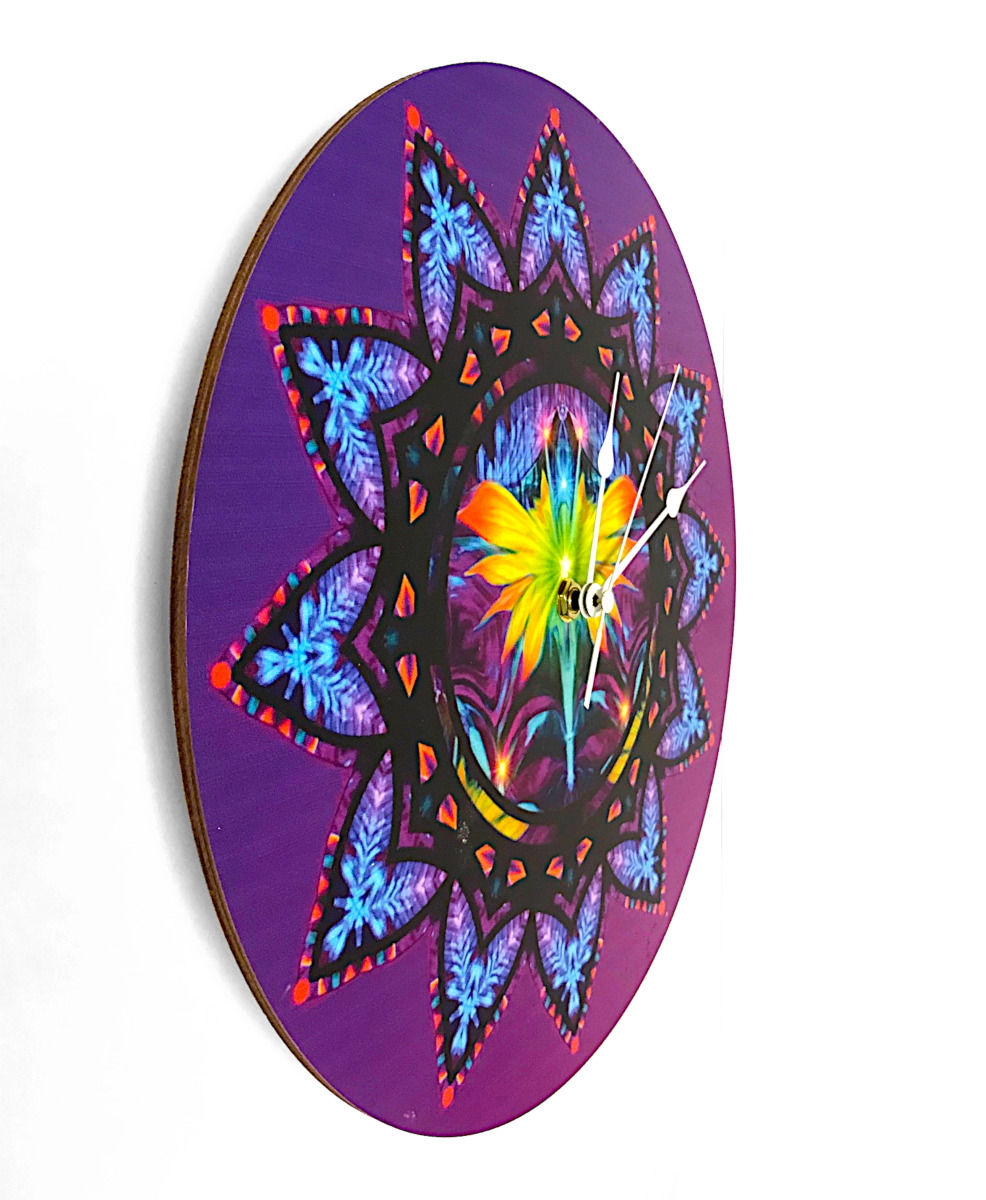 Round Wood Wall Clock, Angela Mandala Home Decor - "Centered" - Primal ...