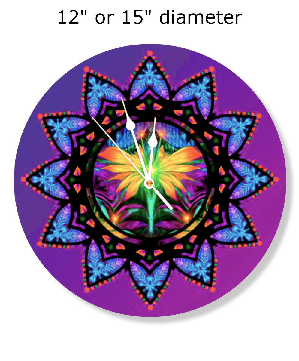 Round Wood Wall Clock, Angela Mandala Home Decor - "Centered" - Primal ...