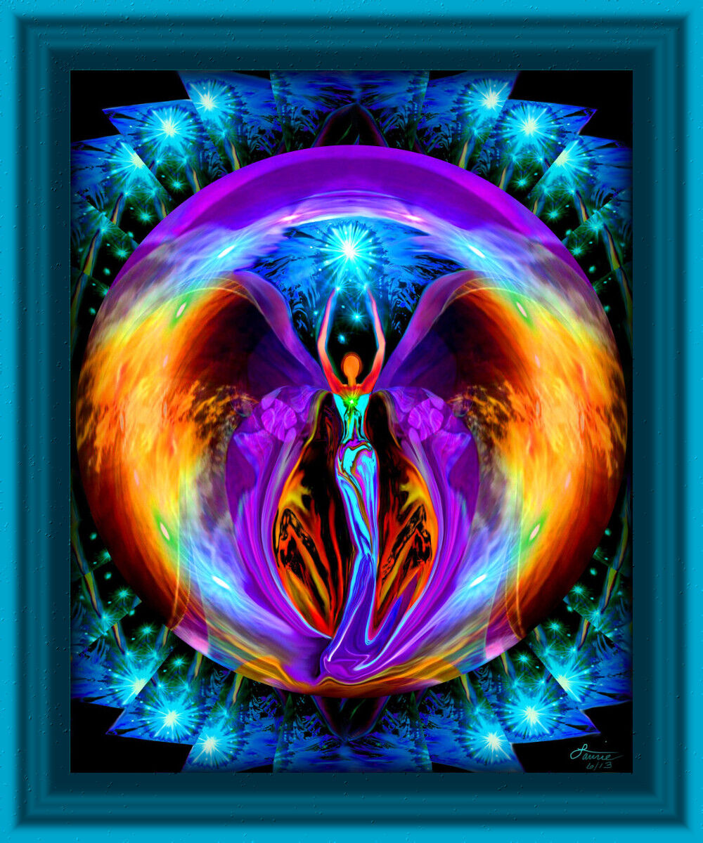 Rainbow Angel Art, Chakra Decor, Reiki Energy "Embrace Light" - Primal ...