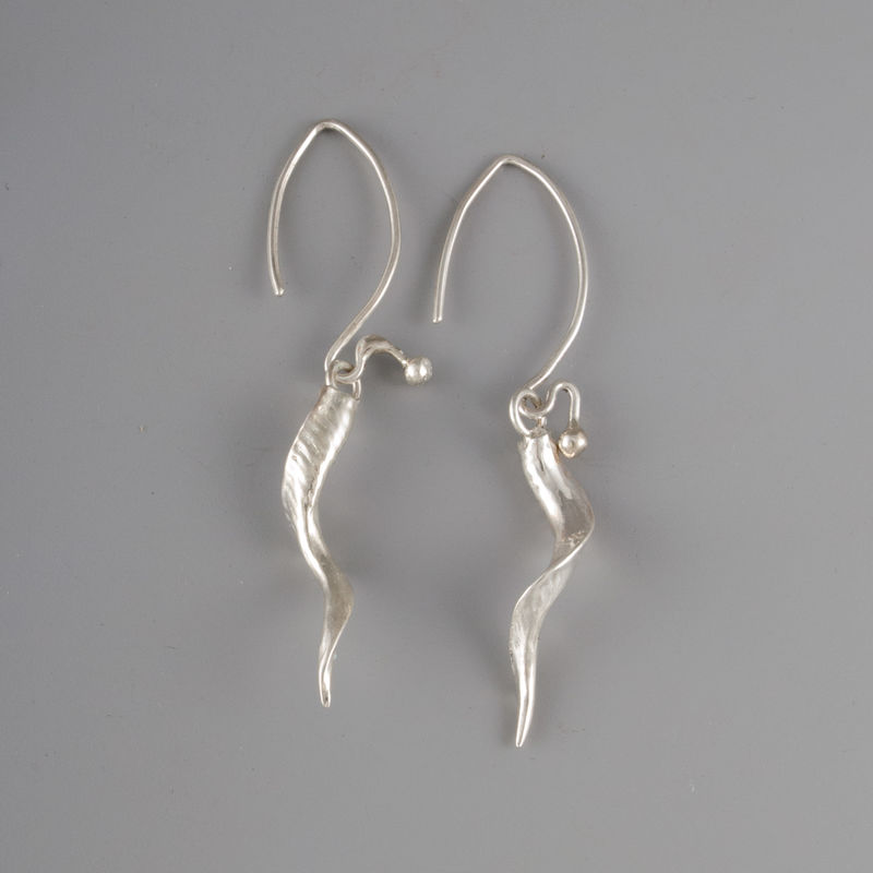 Sterling Silver Kudu Horn Drop Earrings - Ndau Collection Store