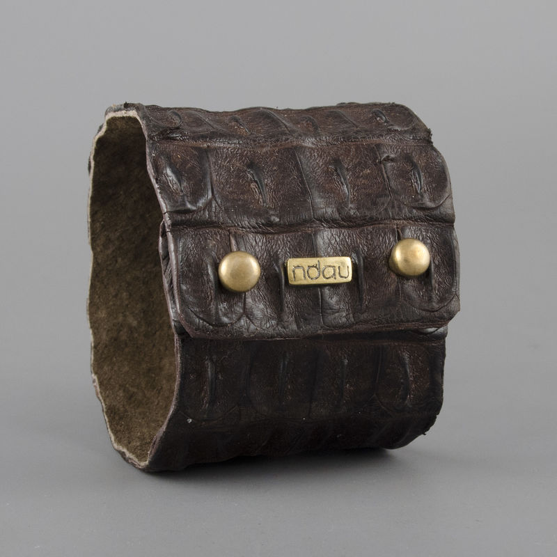 Crocodile Backskin Leather Rock Cuff with Double Holster in Chocolate ...