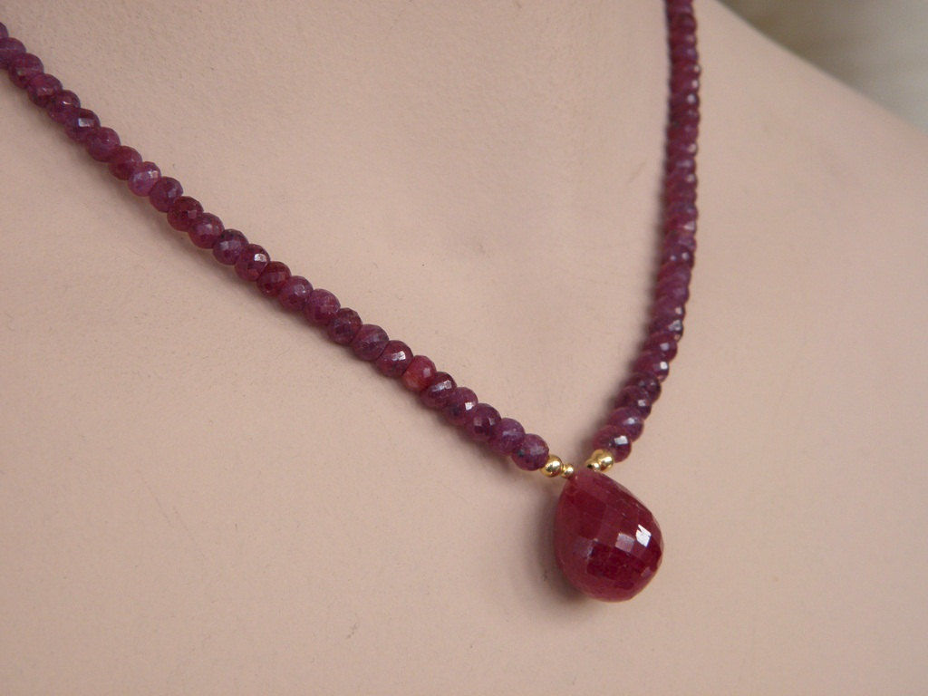 Genuine Ruby Necklace with 14kt Gold Findings - Ronee Del Bianco