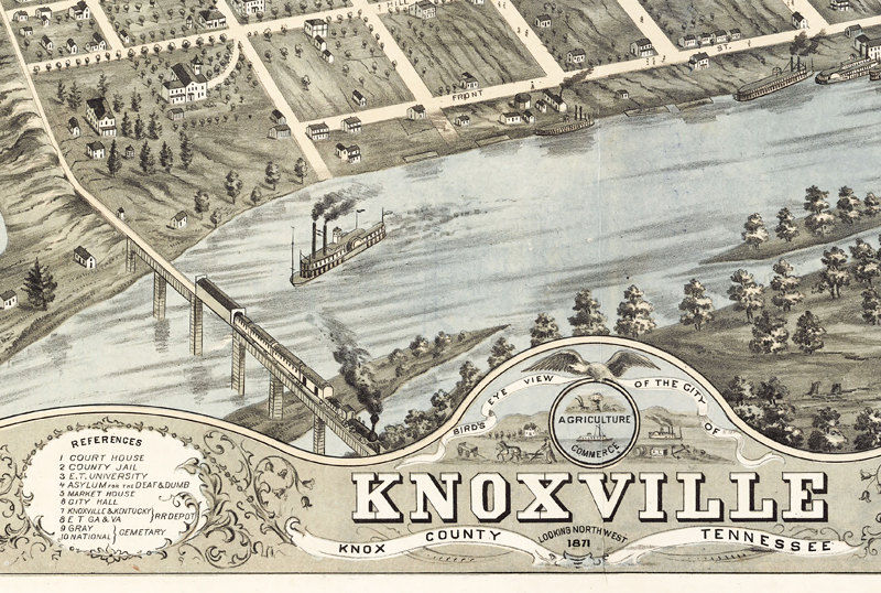 Panoramic view of Knoxville Knox County Tennessee 1871 - VINTAGE MAPS ...
