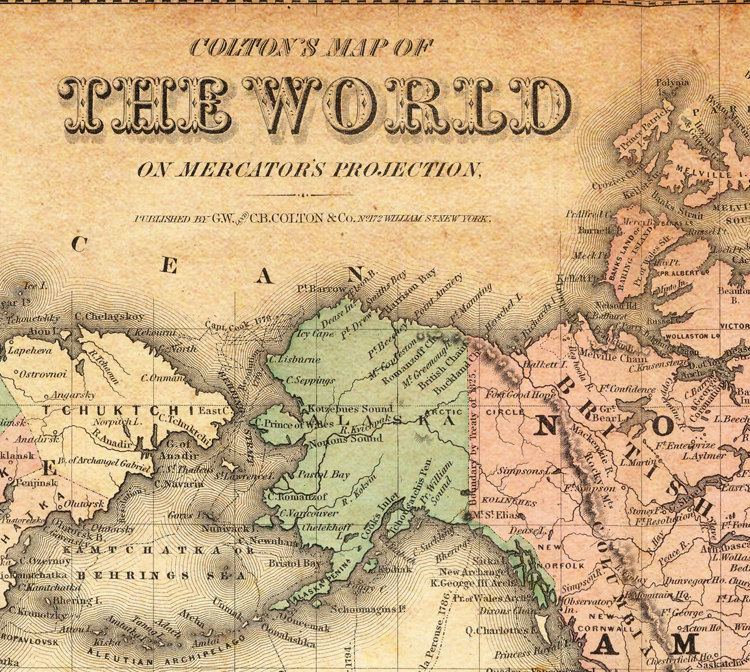 Vintage Map of The World 1876 Mercator projection Vintage Map Wall Map ...
