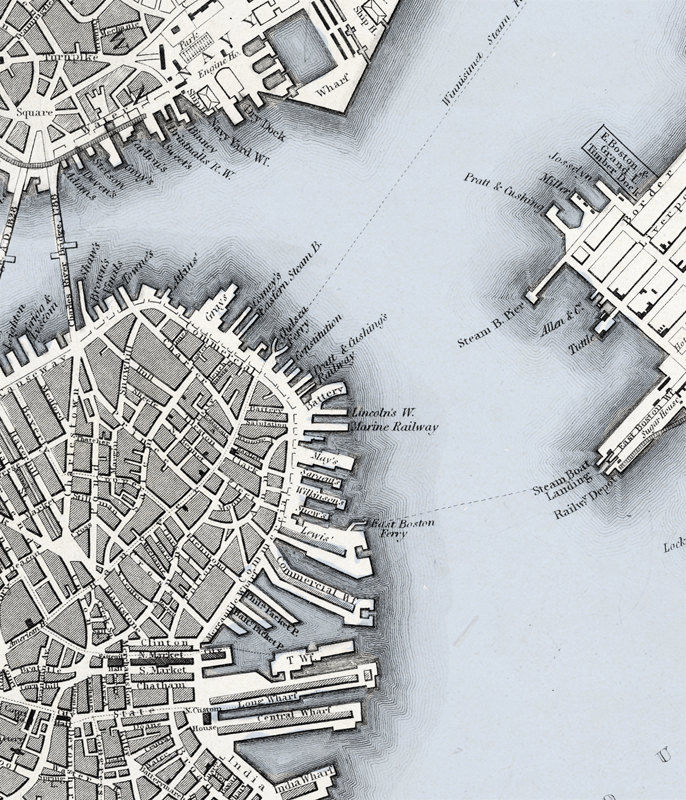 Old Map of Boston Charlestown Roxbury Massachusetts Vintage 1842 ...