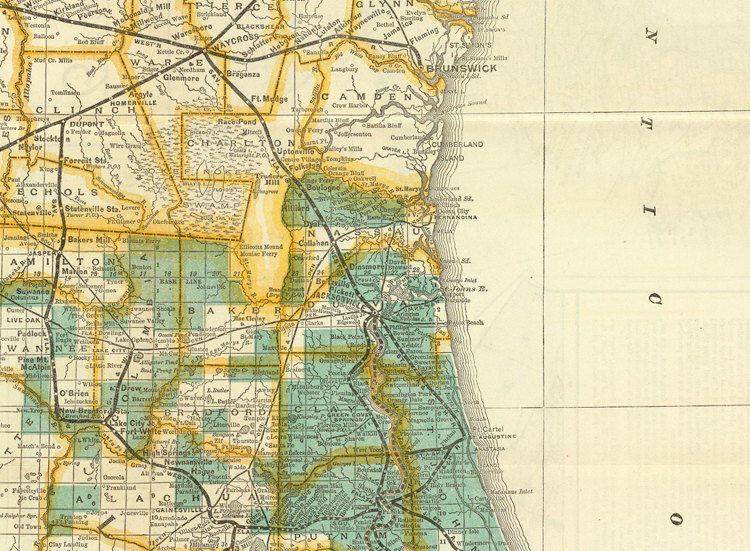 Old Map of Florida 1890 Vintage Map Wall Map Print - VINTAGE MAPS AND ...