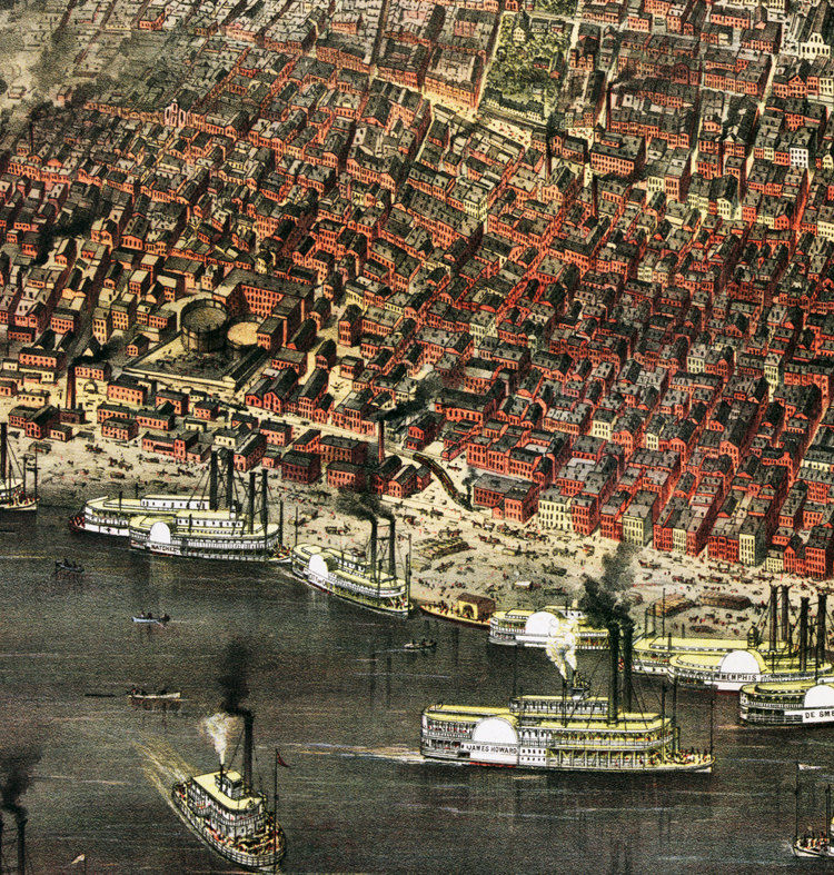 Old Map of Saint Louis City Panoramic View 1874 Vintage Map - VINTAGE ...