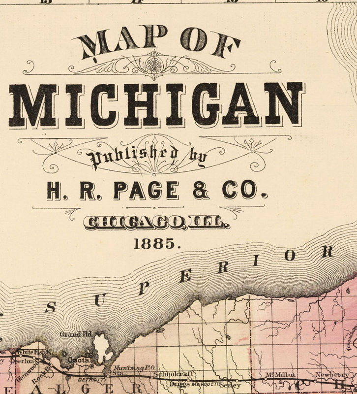 Old Map of Michigan 1885 Vintage Map Wall Map Print - VINTAGE MAPS AND ...