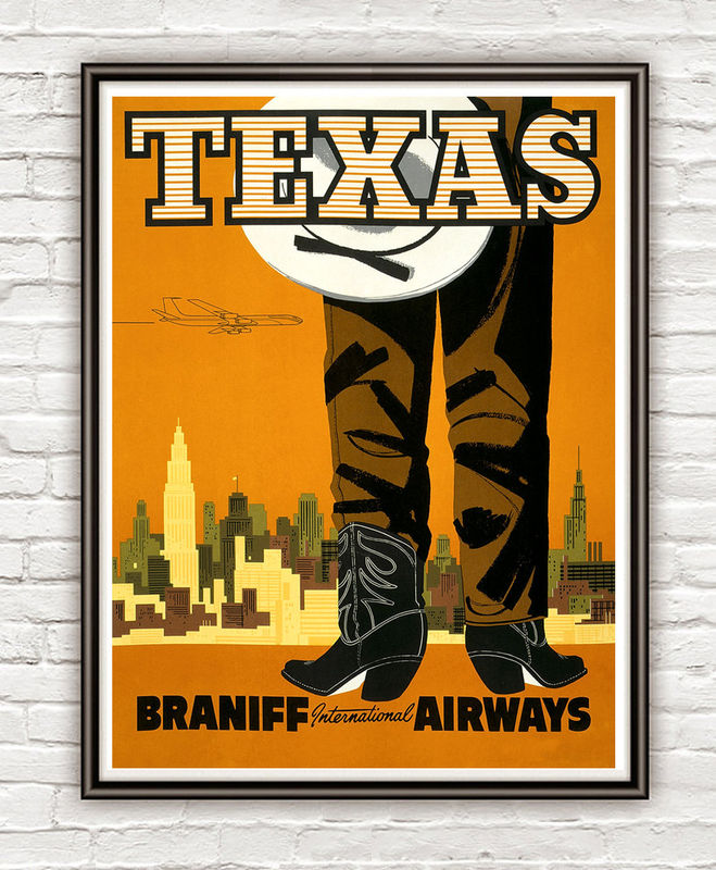 Vintage Poster of Texas Tourism poster travel - VINTAGE MAPS AND PRINTS