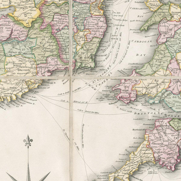 Old Map of British Isles United Kingdom 1845 Vintage Map Wall Map Print ...