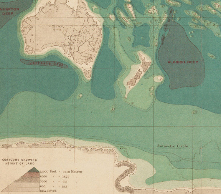 Old Bathymetrical chart of the oceans world map 1899 Vintage World Map ...