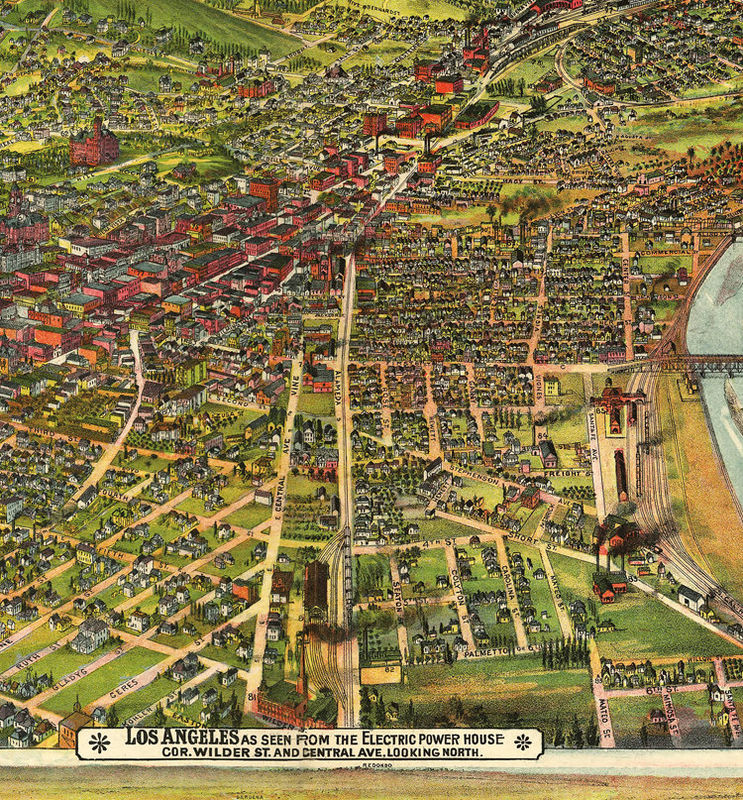 Panoramic View of Los Angeles California 1840 - VINTAGE MAPS AND PRINTS
