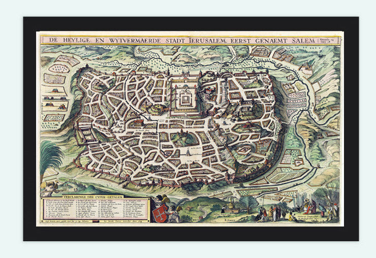 Old Map of Jerusalem Palestine 1660 Vintage Map Wall Map Print ...