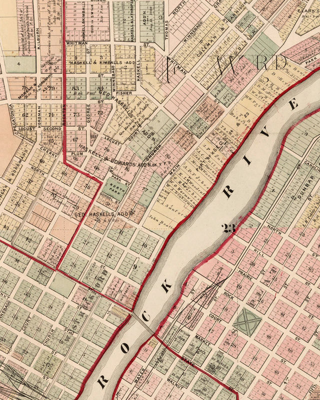 Old Map of Rockford Illinois 1886 Vintage Map Wall Map Print - VINTAGE ...