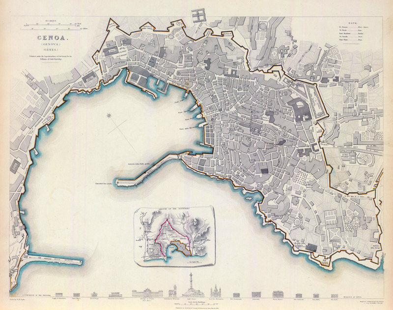 Old Map of Genova Italy 1836 Vintage Genova Map - VINTAGE MAPS AND PRINTS