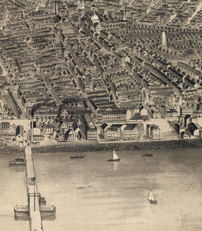 Old Panoramic View of Boston Charlestown, Roxbury Massachusetts Vintage ...