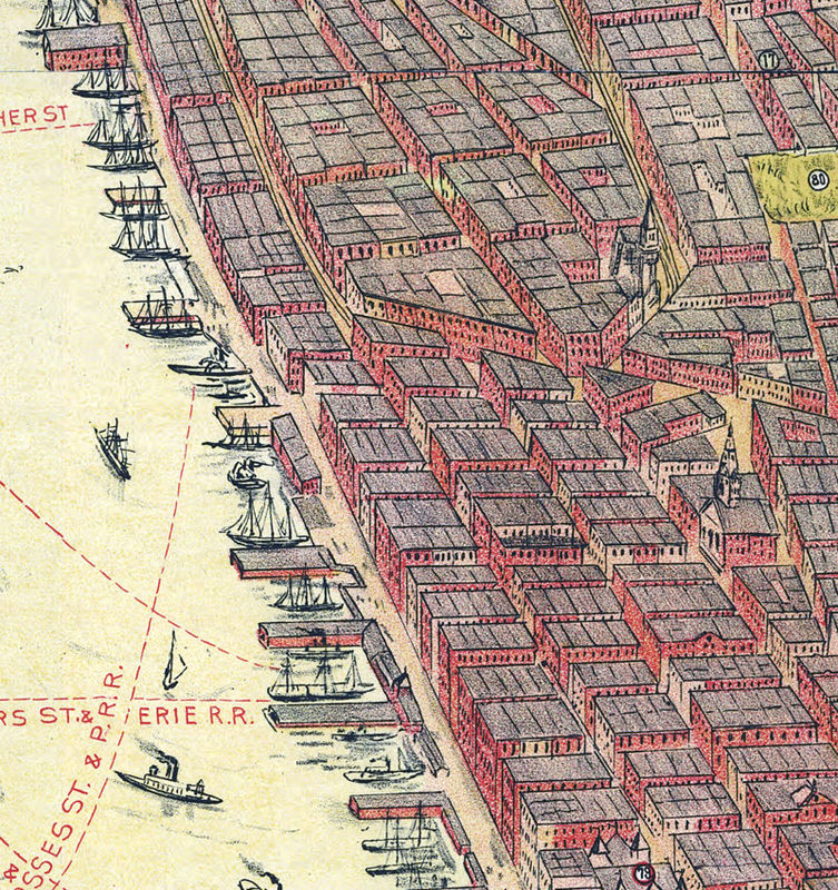 Old Panoramic of New York and Brooklyn 1891 Vintage Map Wall Map Print ...