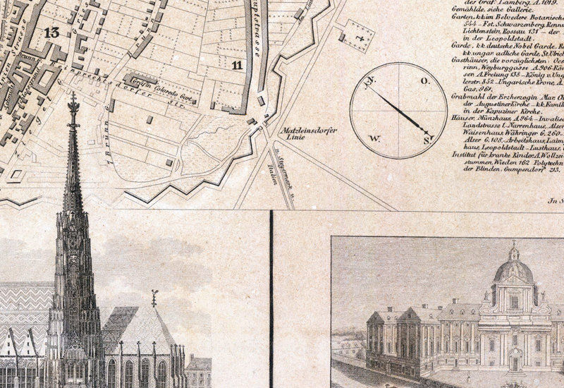 Old Map of Vienna Wien Austria 1844 Vintage Map of Vienna - VINTAGE ...