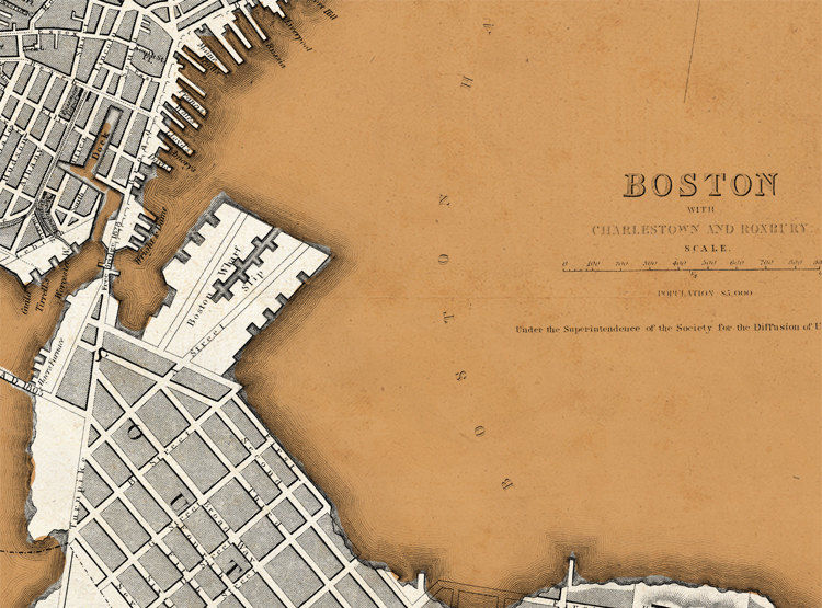 Prints Giclée Art & Collectibles Old Map of Boston Roxbury ...