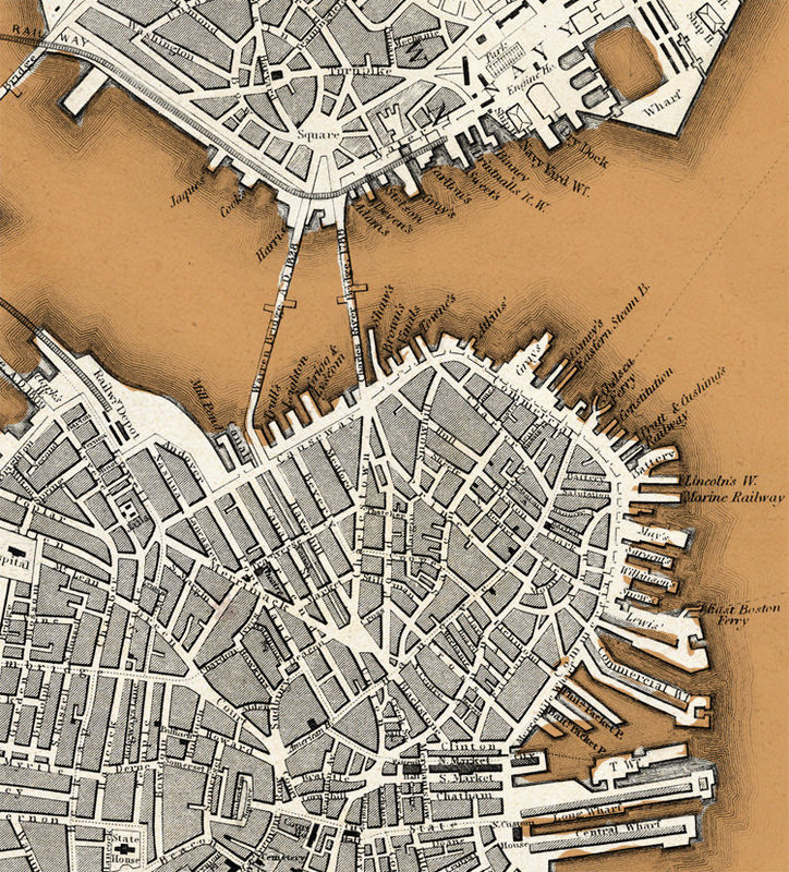 Old Map of Boston 1842 Charlestown Roxbury Vintage Boston Map - VINTAGE ...