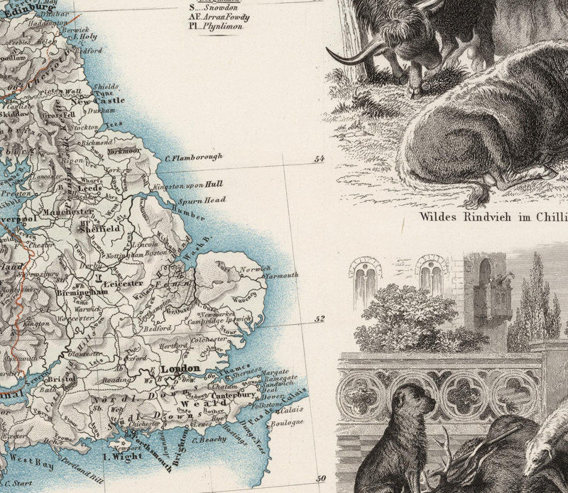 Old Map Great Britain 1863 Vintage Map of United Kingdom - VINTAGE MAPS ...