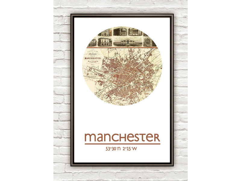 MANCHESTER - city poster - city map poster print - VINTAGE MAPS AND PRINTS