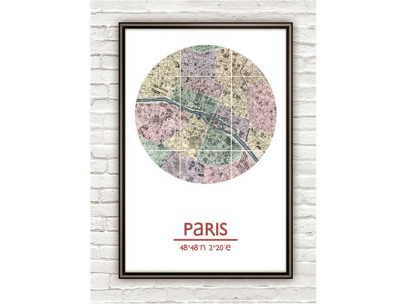 PARIS - city poster - city map poster print - VINTAGE MAPS AND PRINTS