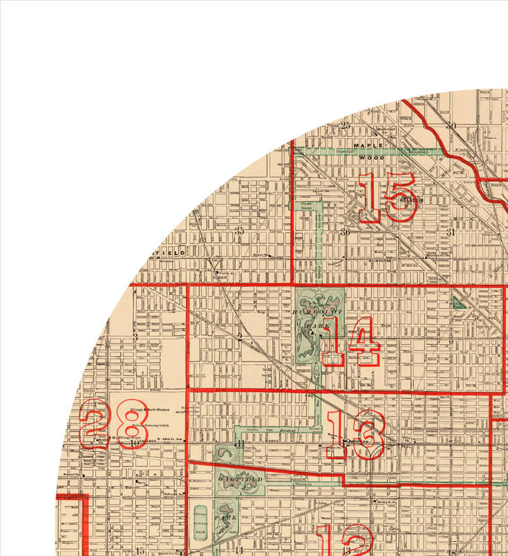 CHICAGO - city poster - city map poster print - VINTAGE MAPS AND PRINTS