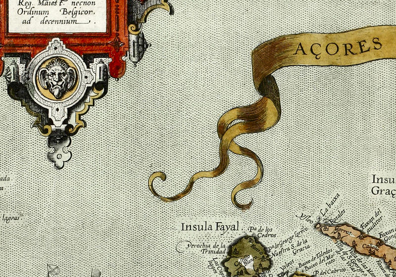 Old Map of Açores Azores Islands 1584 Vintage Map Wall Map Print ...