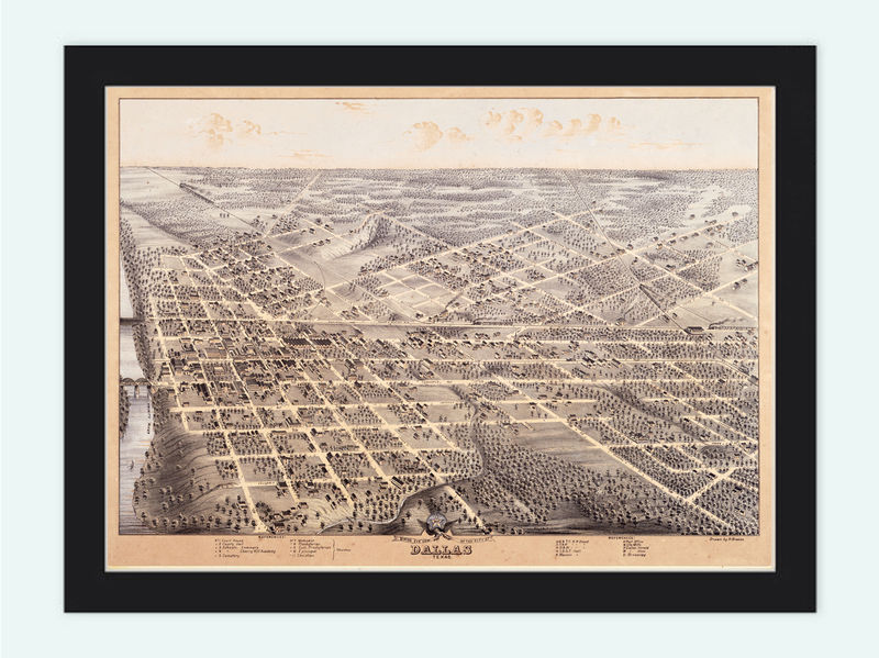 Old Map of Dallas Texas 1872 Vintage Map Wall Map Print - VINTAGE MAPS ...