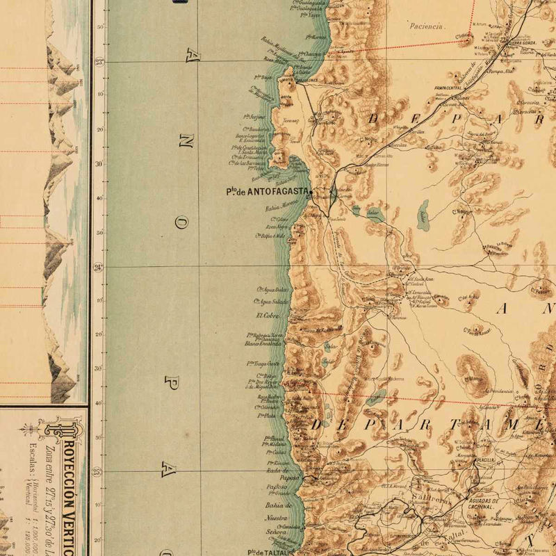 Old Map of Chile Atacama Cordilleras Antofagasta 1892 - VINTAGE MAPS ...