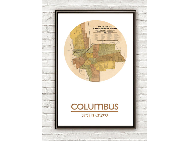 COLUMBUS OHIO - city poster - city map poster print - VINTAGE MAPS AND ...