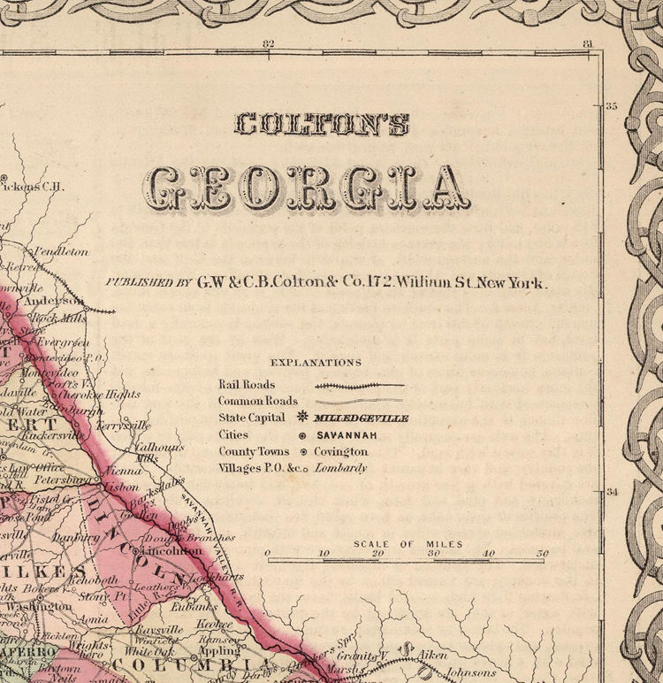 Vintage map of Georgia State1886 United States Old Map - VINTAGE MAPS ...