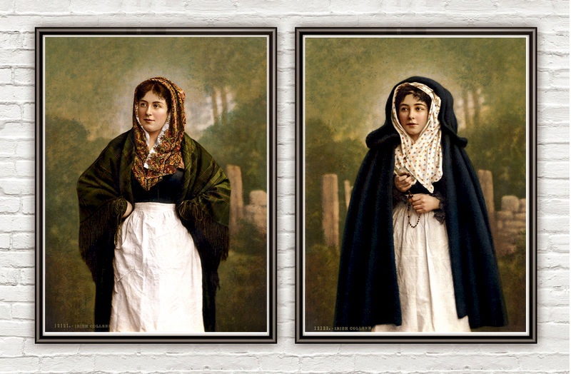 Vintage Photo of Irish colleen Ireland 1895 - VINTAGE MAPS AND PRINTS