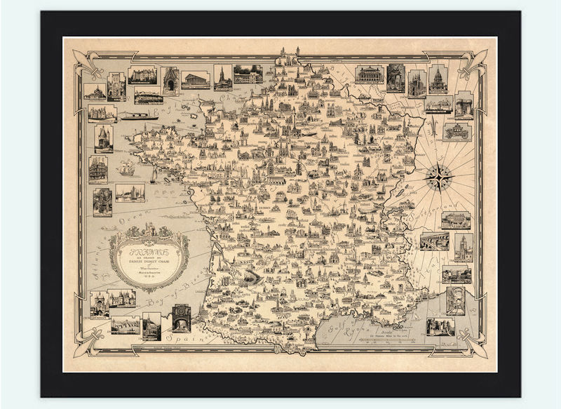 Old Map of France 1945 Vintage Map Wall Map Print - VINTAGE MAPS AND PRINTS