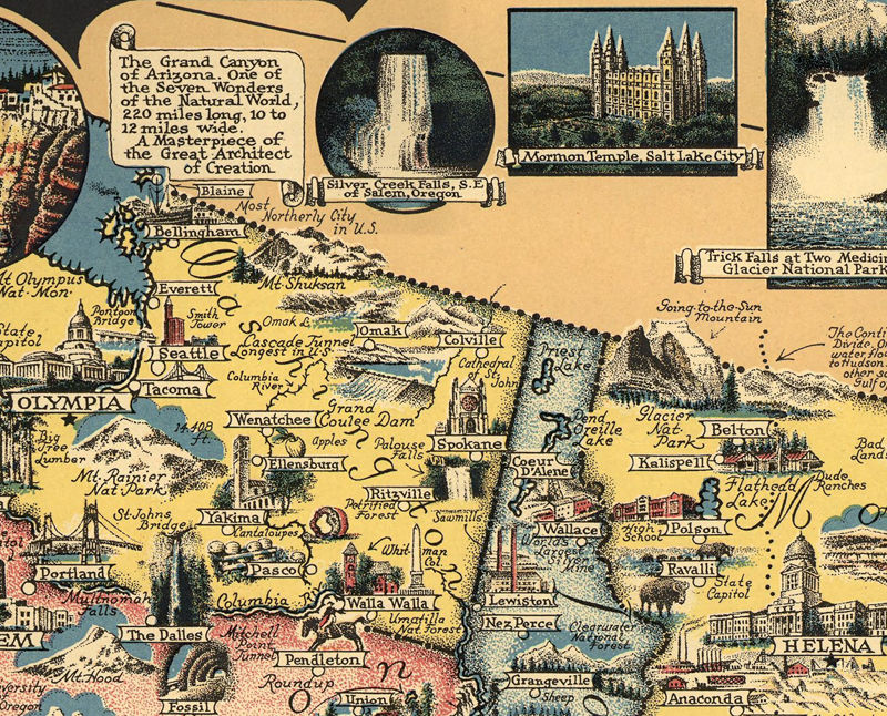 Old Map of United States Wonderland America 1941 Vintage Map Wall Map ...