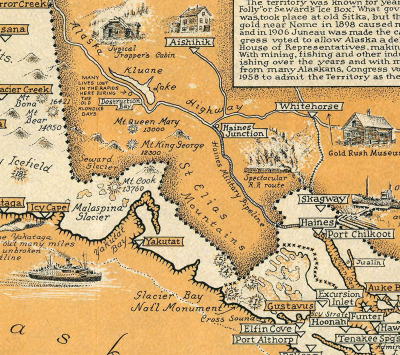 Old Map of Alaska Pictorial Map 1956 Vintage Map Wall Map Print ...