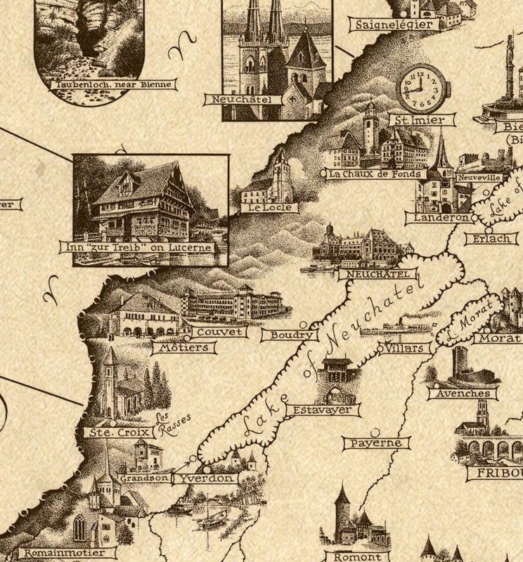 Old Map of Switzerland Schweiz 1936 Vintage Map Wall Map Print ...