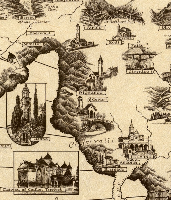 Old Map of Switzerland Schweiz 1936 Vintage Map Wall Map Print ...